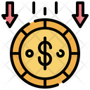 Dollar Decrease Icon - Download in Colored Outline Style