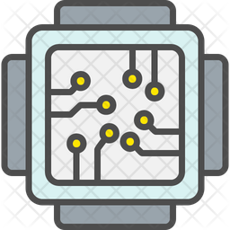 Ai Chip Icon - Download in Colored Outline Style