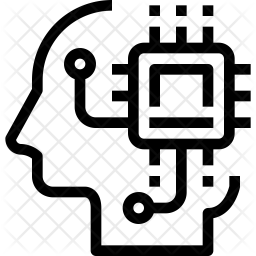 Chip implant in brain Icon - Download in Line Style