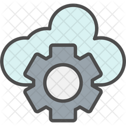 Cloud Setting Icon - Download in Colored Outline Style