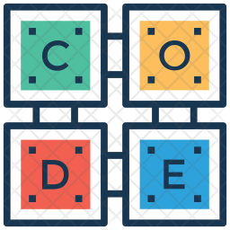CODE word Icon - Download in Colored Outline Style