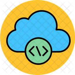Coding Cloud Icon - Download in Colored Outline Style