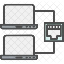 Computer Connection Icon - Download in Colored Outline Style