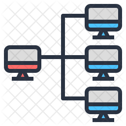 Computer Network Icon - Download in Colored Outline Style