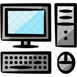 Computer Set Icon - Download in Colored Outline Style
