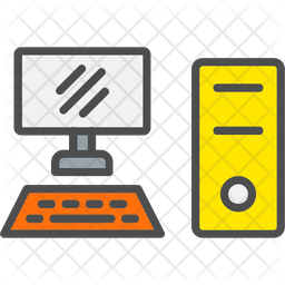 Computer System Icon - Download in Colored Outline Style