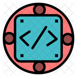 Custom Code Icon - Download in Colored Outline Style