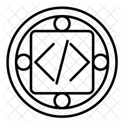Custom Code Implementation Icon - Download in Line Style