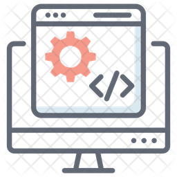 Custom Coding Icon - Download in Colored Outline Style