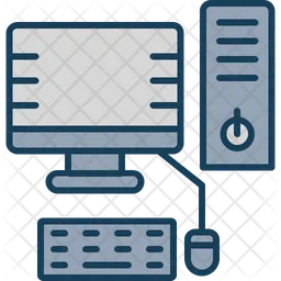 Desktop computer Icon - Download in Colored Outline Style