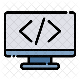 Laptop Coding Icon - Download in Colored Outline Style