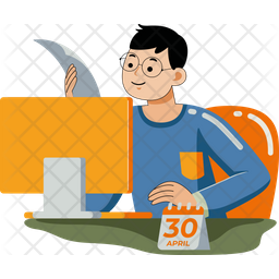 Man Working With Laptop Icon - Download in Flat Style