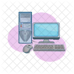 Monitor computer, keyboard, mouse click with pc Icon - Download in Colored Outline Style