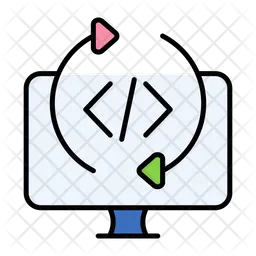 Programming Cycle Icon - Download in Colored Outline Style