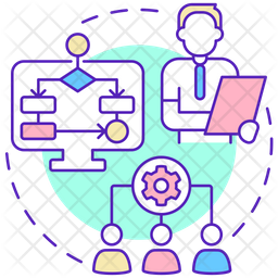 Project Management Icon - Download in Colored Outline Style
