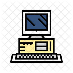 Retro Computer Icon - Download in Colored Outline Style