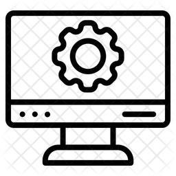 Setting in computer Icon - Download in Line Style