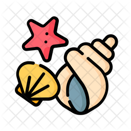 Shell Icon - Download in Colored Outline Style