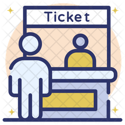 Ticket Counter Icon - Download in Colored Outline Style