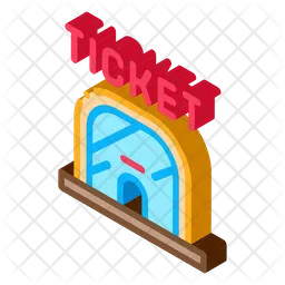 Ticket Counter Icon - Download in Isometric Style