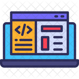Website Coding Icon - Download in Colored Outline Style