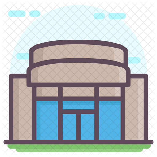 Community Center Architecture Icon - Download in Colored Outline Style