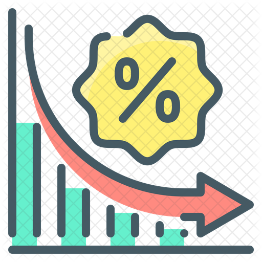 Decrease Chart Icon - Download in Colored Outline Style