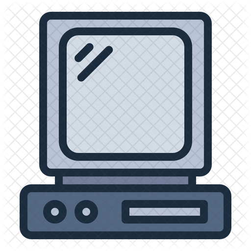 Old Computer Icon - Download in Colored Outline Style