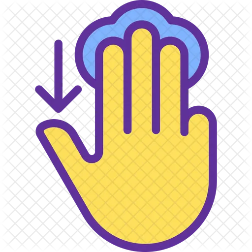 Three finger touch downwards Icon - Download in Colored Outline Style Three finger touch downwards Icon - Download in Colored Outline Style